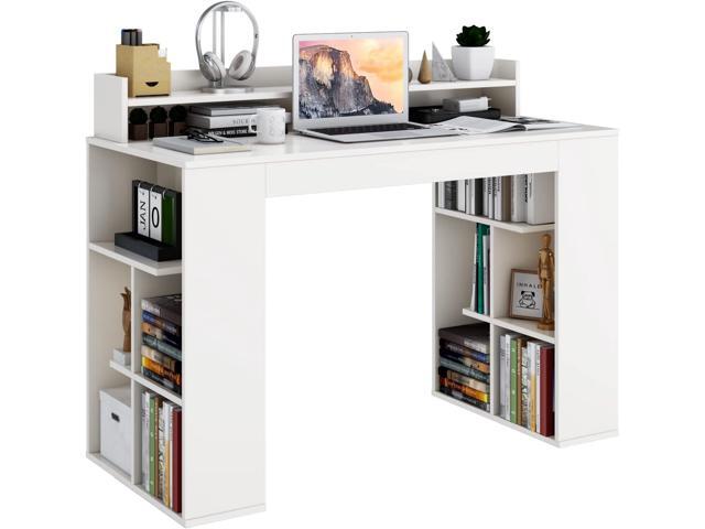 Click here for Tangkula 48 White Desk with Storage Bookshelf  Hom... prices