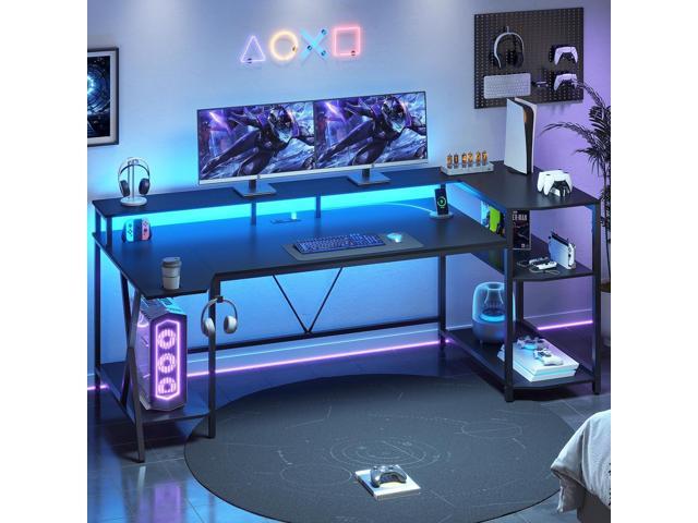 Click here for Gaming Desk 70.8 with LED Lights and Storage Shelv... prices