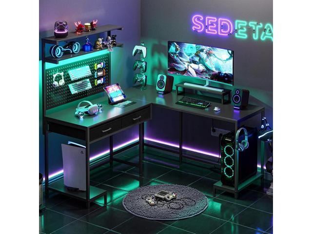 Click here for SEDETA L Shaped Gaming Desk with LED Lights  Pegbo... prices