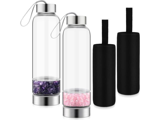 Click here for meekoo 2 Pieces Crystal Glass Water Bottle with Ge... prices