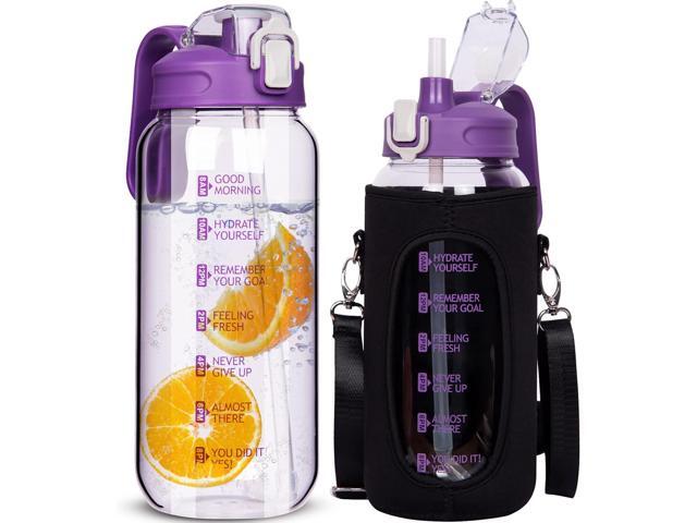 Click here for 64 oz Motivational Glass Water Bottle with Straw &... prices
