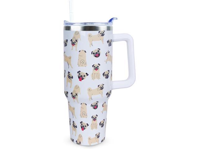 Click here for 40 oz Cute Pug Tumbler with Handle and Straw  Stai... prices