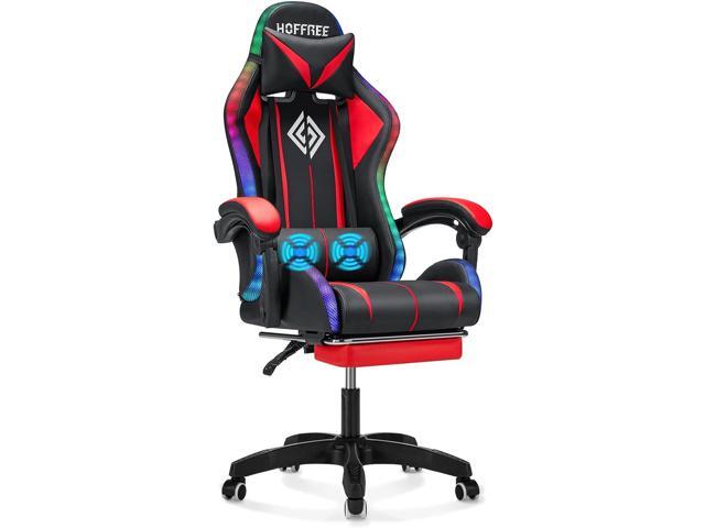 Click here for RGB Gaming Chair Massage with LED Lights and Footr... prices