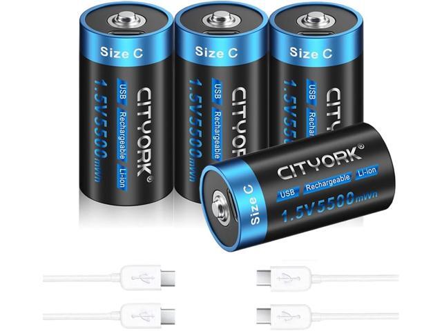 Click here for CITYORK 4 Pack 1.5V 5500mWh USB Rechargeable C Lit... prices