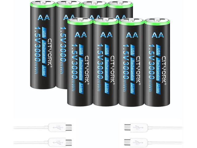 Click here for CITYORK USB 1.5V 8 Pack AA 3000mWh Lithium Recharg... prices