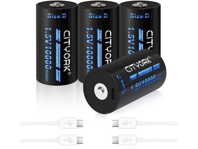 Click here for CITYORK 4 Pack Constant 1.5V Rechargeable D Batter... prices