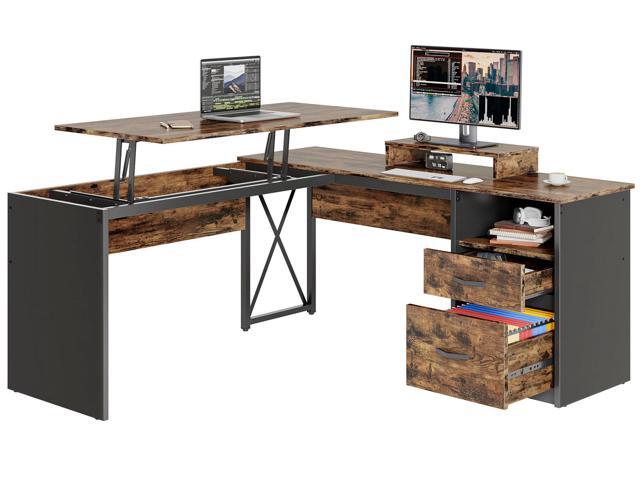 Click here for Bestier 95.2 Lift Top L-Shaped Desk with Storage D... prices