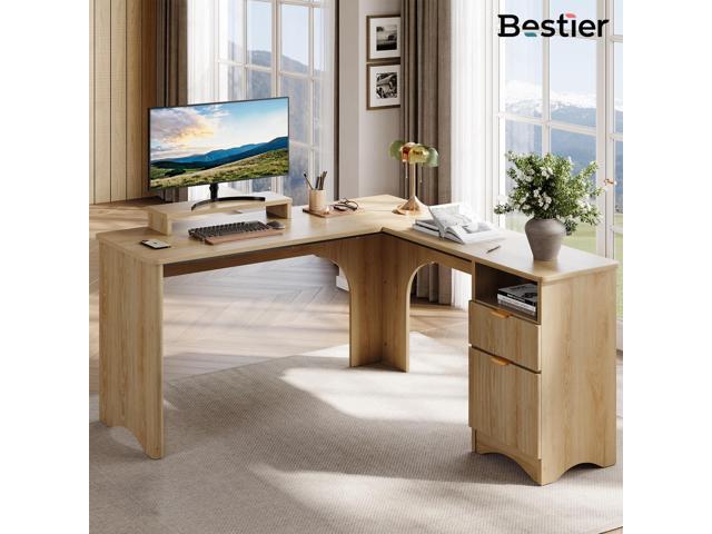 Click here for Bestier L Shaped Desk with File Drawer  55.7 x 55... prices