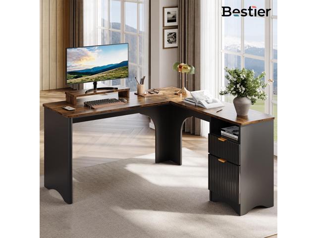 Click here for Bestier L Shaped Desk with File Drawer  55.7 x 55... prices
