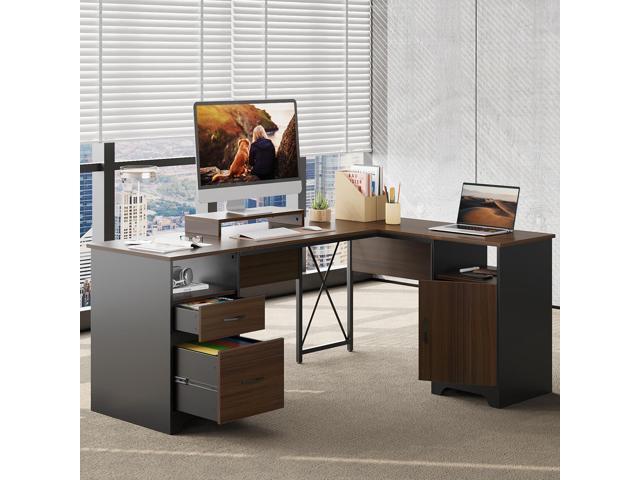 Click here for Bestier 63 L Shaped Home Office Desk with File & S... prices