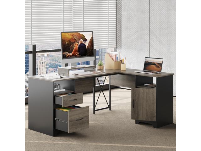 Click here for Bestier 63 L Shaped Home Office Desk with File & S... prices