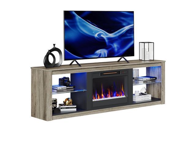 Click here for Bestier Fireplace Tv Stand with LED Glass Shelves... prices