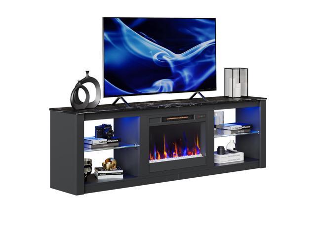 Click here for Bestier Fireplace Tv Stand with LED Glass Shelves... prices