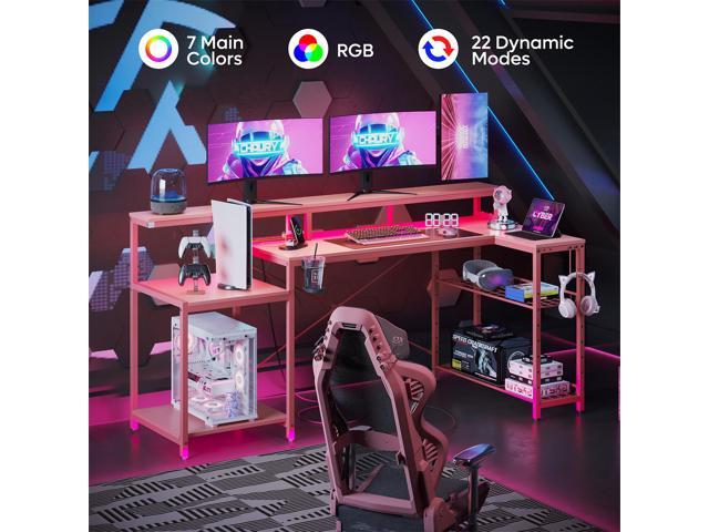 Click here for Bestier 71.5 Dual Monitor Gaming Desk with LED Lig... prices