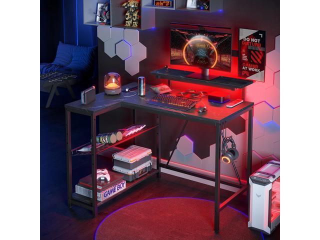 Click here for Bestier 42 L Shaped Computer Desk with LED  Corner... prices