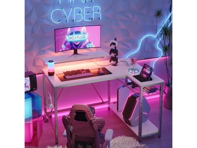 Click here for Bestier 42 L Shaped Computer Desk with LED  Corner... prices
