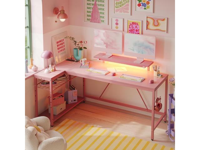 Click here for Bestier 58 L Shaped Computer Desk with LED  Corner... prices