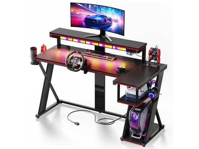 Click here for Bestier 57 L Shaped Gaming Desk with LED Monitor S... prices