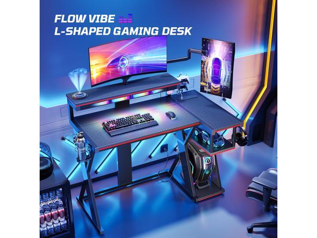 Click here for Bestier 41.6 L Shaped Gaming Desk with LED Monitor... prices