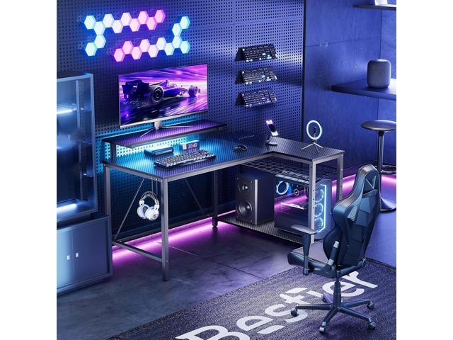 Click here for Bestier 42 L Shaped Computer Desk with LED  Corner... prices