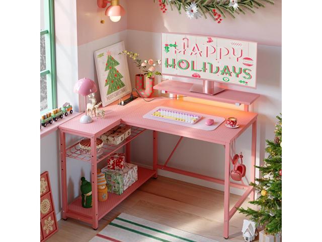 Click here for Bestier 42 L Shaped Computer Desk with LED  Corner... prices