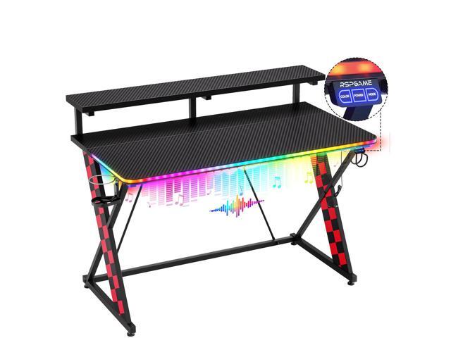 Click here for RSPGAME Basic 43 Music Sync LED Gaming Desk with D... prices