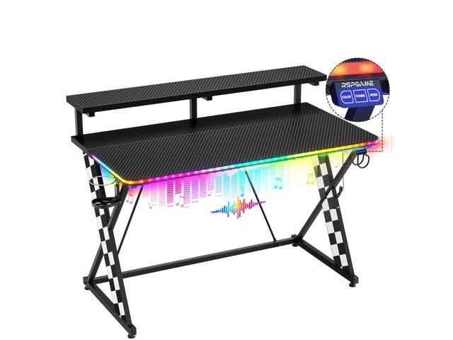 Click here for RSPGAME Basic 43 Music Sync LED Gaming Desk with D... prices