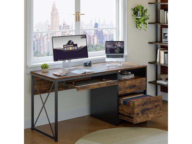 Click here for Bestier - 55 inch Computer Desk with Drawers & Key... prices