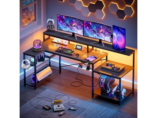 Click here for Bestier LED Gaming Desk with Power Outlets  71 inc... prices