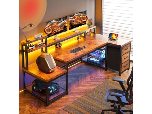 Click here for EnHomee 71 L Shaped Computer Desk with 3 Drawers &... prices