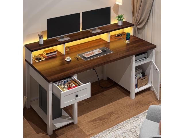 Click here for EnHomee Farmhouse Office Desk with Drawer & Power... prices
