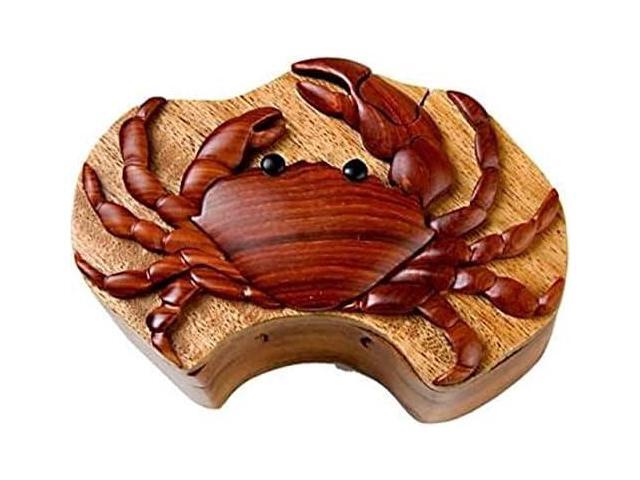 Click here for Crab - Handcrafted Wood Intarsia Puzzle Box - All... prices