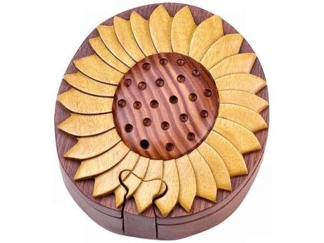 Click here for Sun Flower - Handcrafted Wooden Intarsia Puzzle Bo... prices