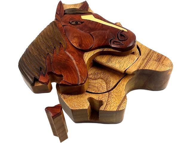 Click here for HorseHead - Handcrafted Wood Intarsia Puzzle Box -... prices