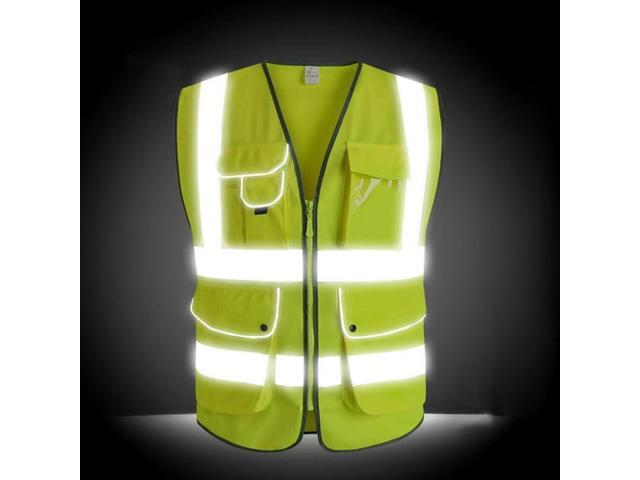 G & F Products Reflective Vest Safety Vest High Visibility with reflective strips multi-pockets ANSI Class 2 standard  Neon Green