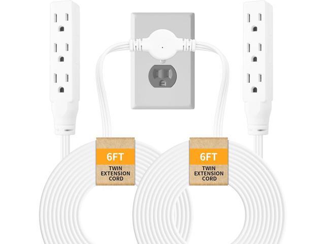 Click here for Twin Extension-Cord Power Strip - 12 ft - Flat Wal... prices