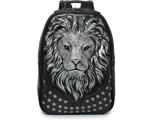 Click here for 3D Lion Leather Laptop Backpack Unique Designer Fa... prices
