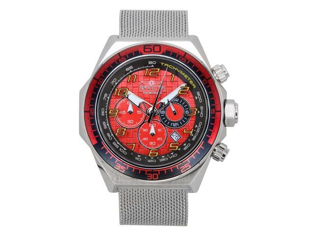 Invicta Mens 47900 Invicta Racing Quartz Chronograph Black  Red Dial Watch - Silver