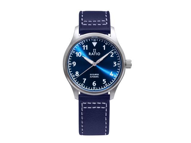 Click here for Ratio Skysurfer Pilot Blue Sunray Dial Leather Aut... prices