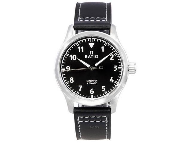 Click here for Ratio Skysurfer Pilot Black Sunray Dial Leather Au... prices