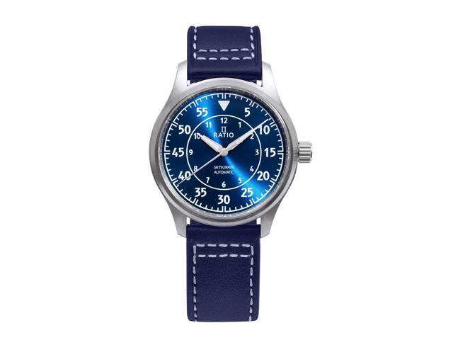 Click here for Ratio Skysurfer Pilot Blue Sunray Dial Leather Aut... prices
