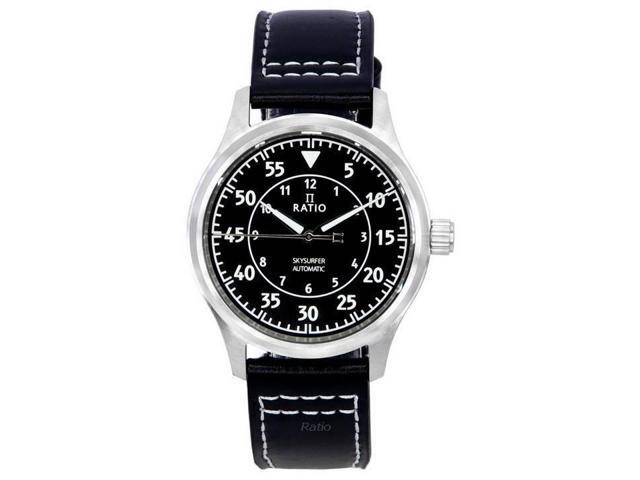 Click here for Ratio Skysurfer Pilot Black Sunray Dial Leather Au... prices