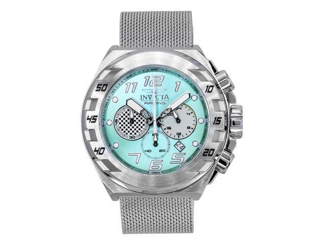 Invicta Mens 47736 Invicta Racing Quartz Chronograph White Dial Watch - Black