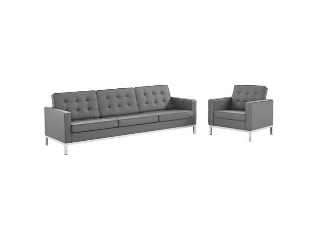 Click here for Loft Tufted Upholstered Faux Leather Sofa and Armc... prices
