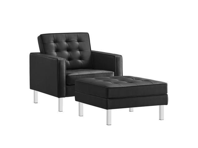 Click here for Loft Tufted Vegan Leather Armchair and Ottoman Set... prices