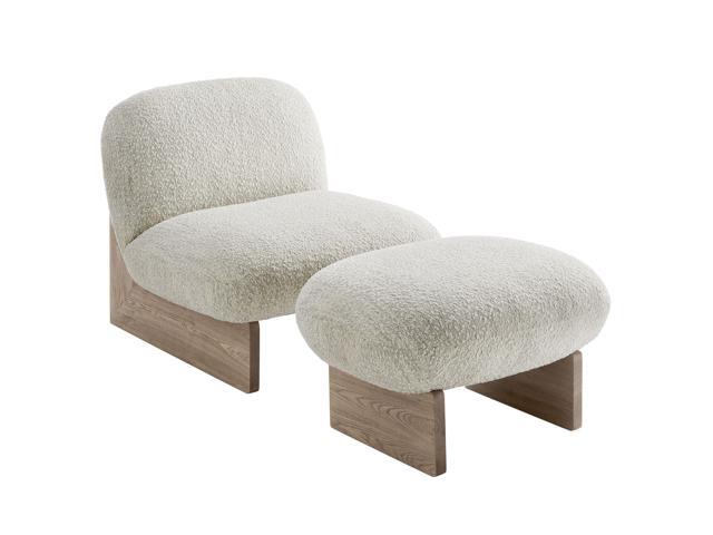 Click here for Loyal Boucle Fabric Accent Chair and Ottoman Set b... prices