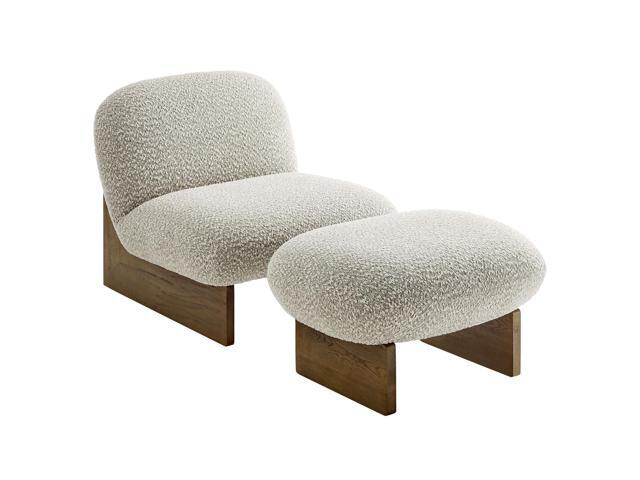 Click here for Loyal Boucle Fabric Accent Chair and Ottoman Set b... prices