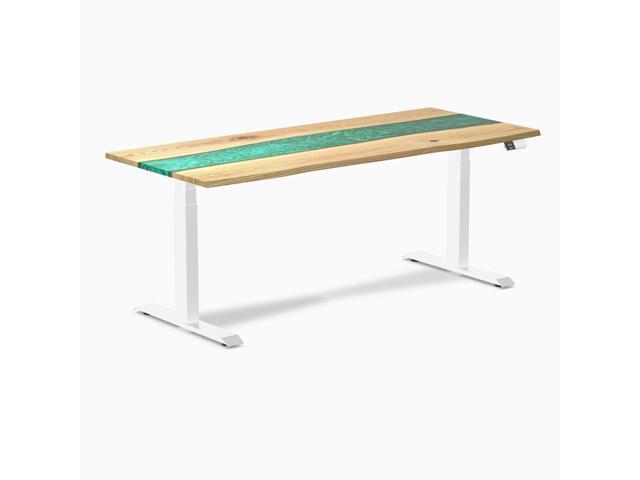 Click here for Desky Dual Resin Hardwood Sit Stand Desk - White A... prices