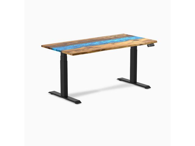 Click here for Desky Dual Resin Hardwood Sit Stand Desk - Teak Bl... prices