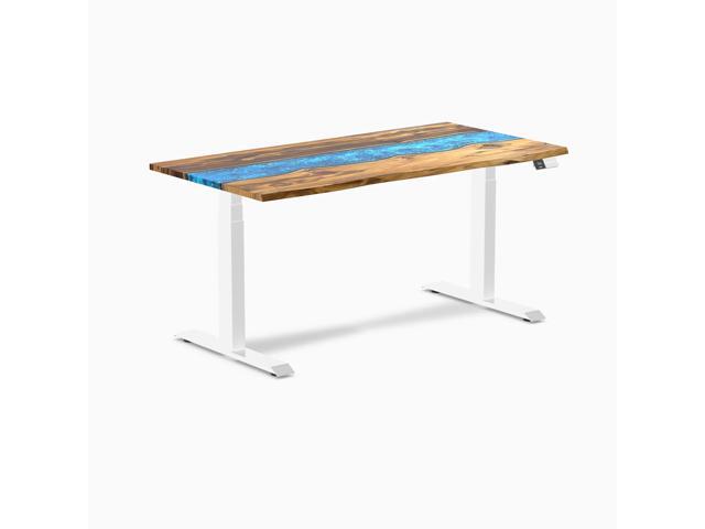 Click here for Desky Dual Resin Hardwood Sit Stand Desk - Teak Bl... prices